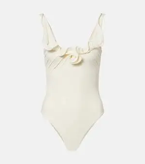 Magda Butrym Floral-appliqué Swimsuit - White