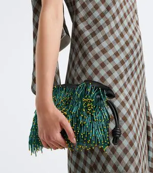 Loewe Flamenco Mini Beaded Leather Clutch