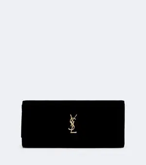 Saint Laurent Cassandre Velvet Clutch - Black