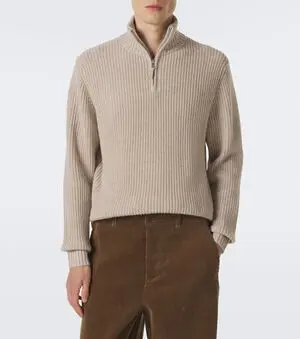 ALLUDE Wool And Cashmere Half-zip Sweater