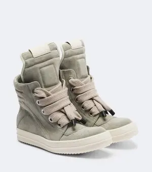 Rick Owens Geobasket Suede High-top Sneakers - Grey