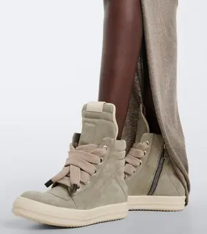 Rick Owens Geobasket Suede High-top Sneakers - Grey