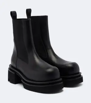 Rick Owens Beatle Leather Platform Chelsea Boots - Black