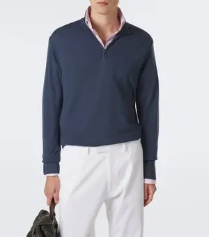 Sunspel Wool Half-zip Sweater - Blue