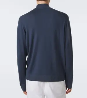Sunspel Wool Half-zip Sweater - Blue
