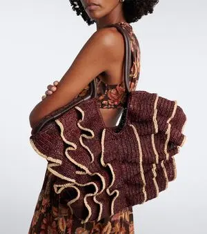 Zimmermann Ruffled Raffia Tote Bag