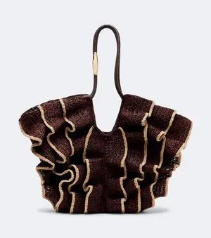Zimmermann Ruffled Raffia Tote Bag - Brown
