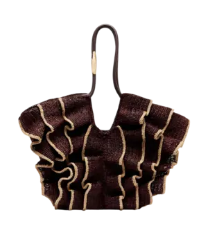 Zimmermann Ruffled Raffia Tote Bag - Brown