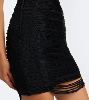 Attico Fringed Halterneck Mini Dress - Black