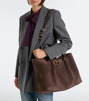 Valentino Garavani Vlogo Signature Suede Tote Bag
