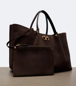 Valentino Garavani Vlogo Signature Suede Tote Bag