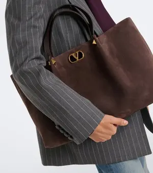 Valentino Garavani Vlogo Signature Suede Tote Bag