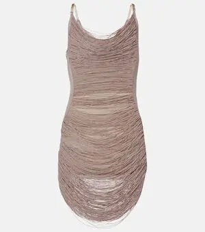Attico Fringed Mini Dress - Silver