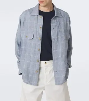 Ralph Lauren Purple Label Checked Linen Jacket