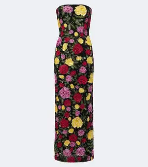LA FUORI L� Fuori Sequined Floral Bustier Gown
