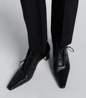 Manolo Blahnik Leather Lace-up Ankle Boots
