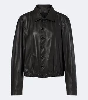 LEMAIRE Leather Blouson Jacket - Brown