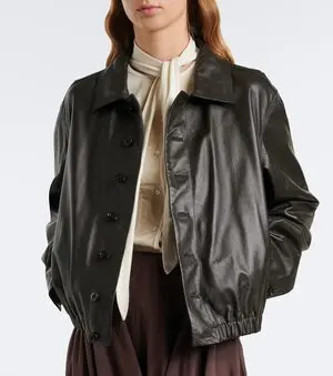 LEMAIRE Leather Blouson Jacket - Brown