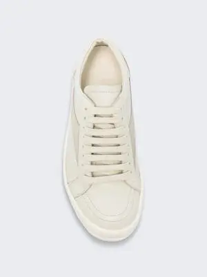 Rick Owens Low Top Sneakers With Suede Applique - Ivory