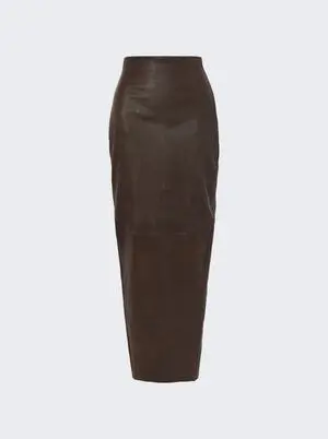 Rick Owens Dirt Pillar Leather Skirt Grease - Grey