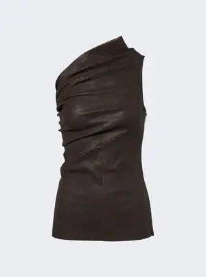 Rick Owens Athena Leather Tank Top Grease - Grey