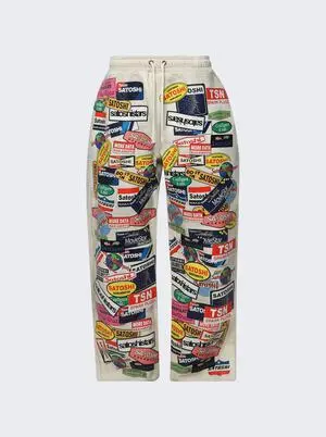 SATOSHI NAKAMOTO Codex Print Leather Pant White - Multi