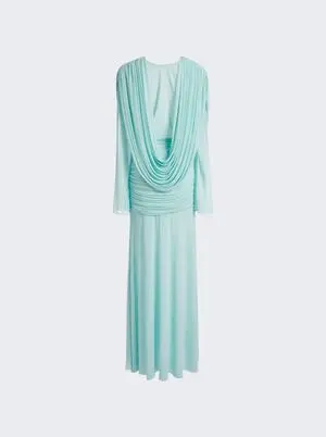 Christopher Esber Ripple Drape Long Sleeve Gown Mystic Mint