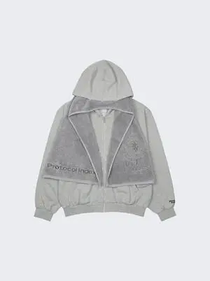 PROTOCOL INDEX Terry Towel Zip Hoodie - Grey