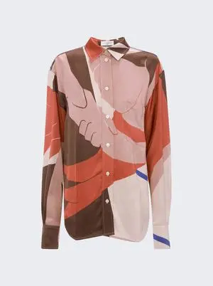 Victoria Beckham Remi Shirt Abstract Earth Beige
