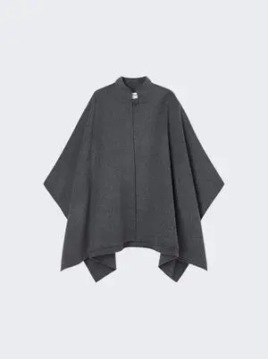 RÃHE Double Faced Wool Pankou Closure Poncho Dark Melange
