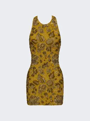 Saint Laurent Cross Back Mini Dress Mordore Or