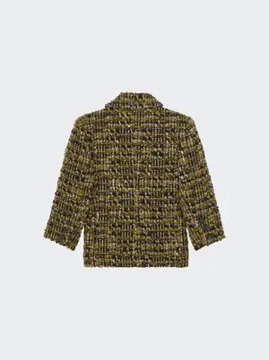Saint Laurent Single Breasted Tweed Jacket Gris Vert