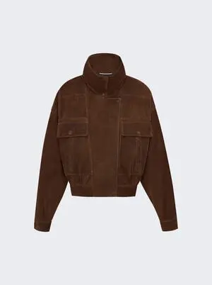 Saint Laurent Jacket In Vintage Split Leather Ebene - Brown