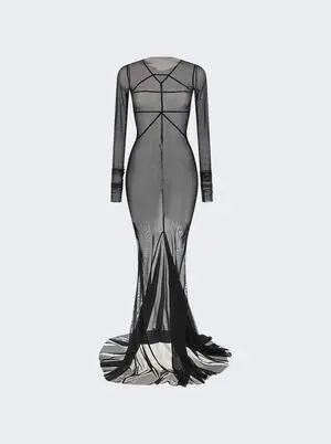 Rick Owens Sheer Temple Gown Dna - Black