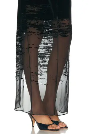 GRACE LING Glitch Tailored Maxi Skirt - Black