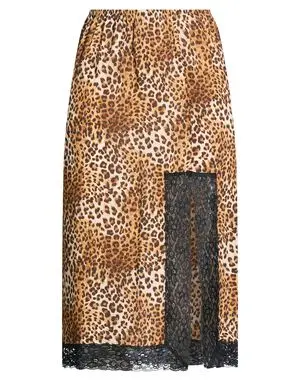 CARLA G. Leopard Print Viscose Midi Skirt With Lace Trim