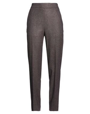 Agnona Wool Blend Tweed Tapered Trousers - Dark Brown