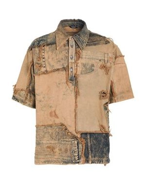 Dolce & Gabbana Denim Shirt Camel Size Paper, Elastane