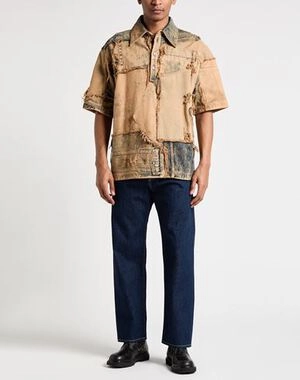 Dolce & Gabbana Denim Shirt Camel Size Paper, Elastane