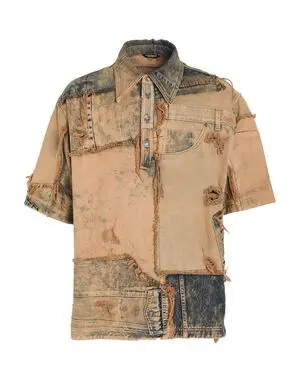 Dolce & Gabbana Denim Shirt Camel Size Paper, Elastane