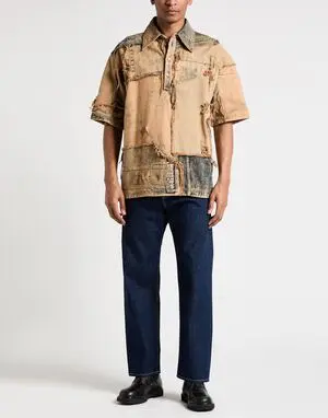 Dolce & Gabbana Denim Shirt Camel Size Paper, Elastane