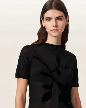 ALLSAINTS Athea Graphic Sheer T-shirt - Black