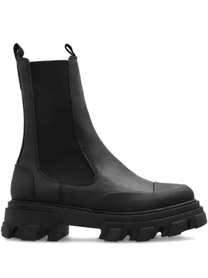 GANNI Boots Thick Sole "cleated Mid Stitch Chelsea Boot - Black