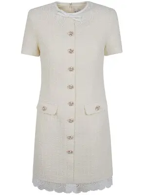 SELF-PORTRAIT Boucle Lace Trim Dress