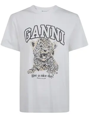 GANNI T-shirt Relaxed "basic Jersey Leopard