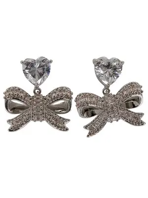 SELF-PORTRAIT Earrings Heart Bow Drop - Metallic