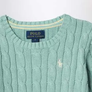 Polo Ralph Lauren Celadon Cable Knit Cotton Jumper