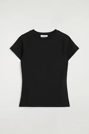 Cos Slim Cotton Raglan T-shirt - Black