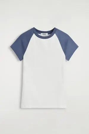 Cos COS Slim Cotton Raglan T-Shirt Blue