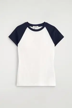 Cos Slim Cotton Raglan T-shirt Navy